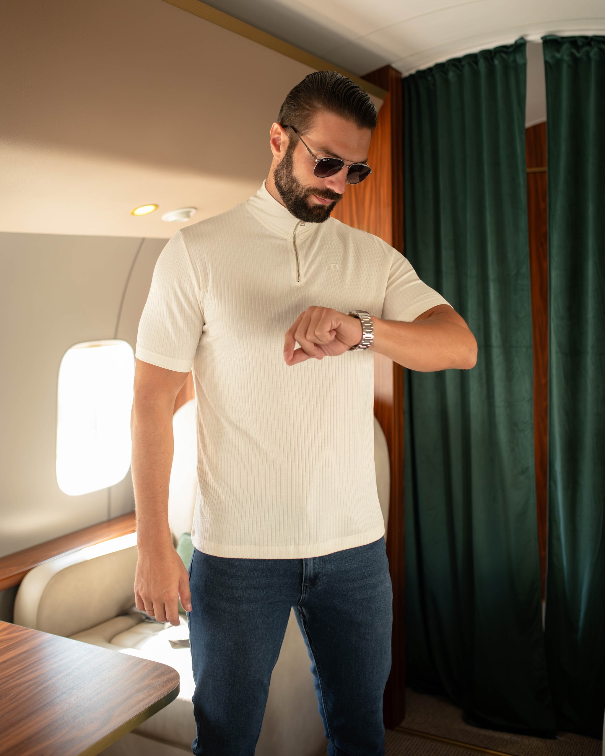 LAZARE™ APOLLO LINES ROLLZIP T-SHIRT - WHITE